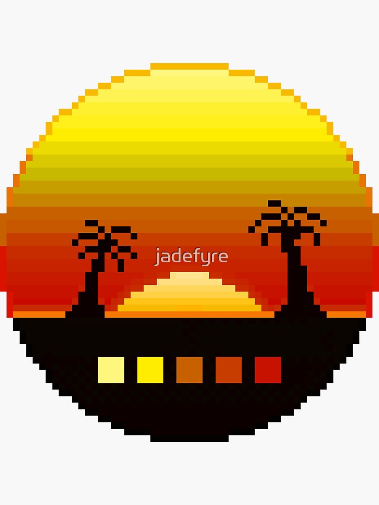 "Pixel Art 64bit Retro Miami Sunset with Palm Trees" Sticker by ...