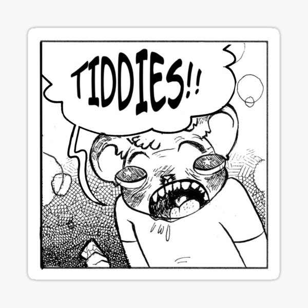 "TIDDIES (B&W)" Sticker for Sale by rldchirps | Redbubble