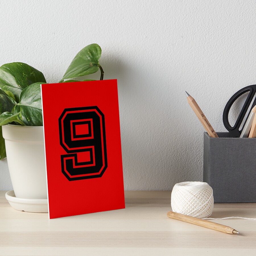 " Red Team Jersey - Number 9 - Sports Team Position NINE" Art Board ...