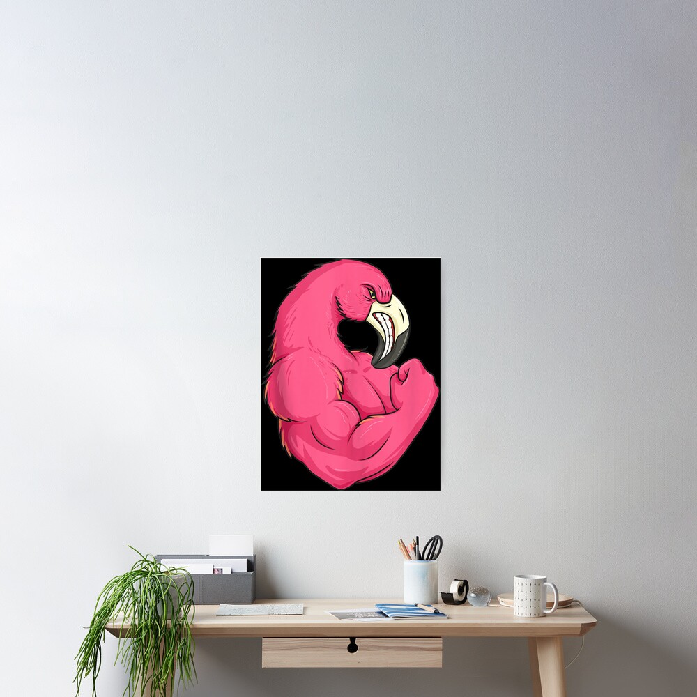 "Funny Flamingo Weightlifting Bodybuilder Muscle Fitness " Poster for ...