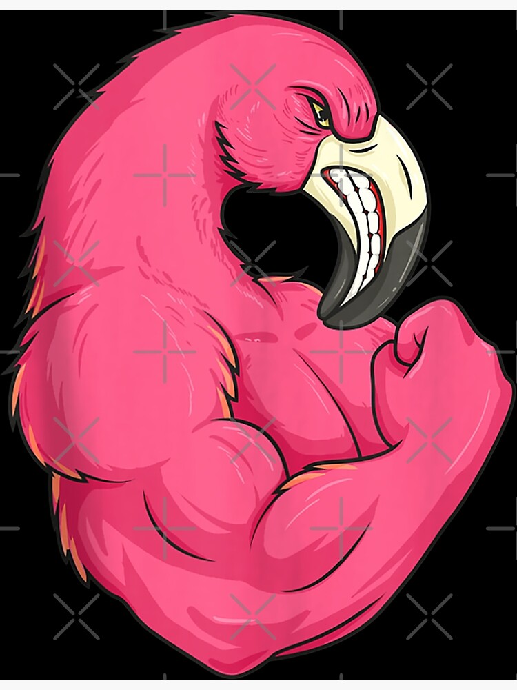 "Funny Flamingo Weightlifting Bodybuilder Muscle Fitness " Poster for ...