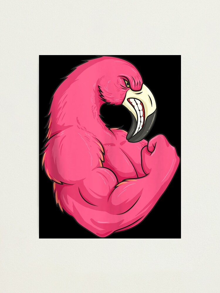 "Funny Flamingo Weightlifting Bodybuilder Muscle Fitness " Photographic ...