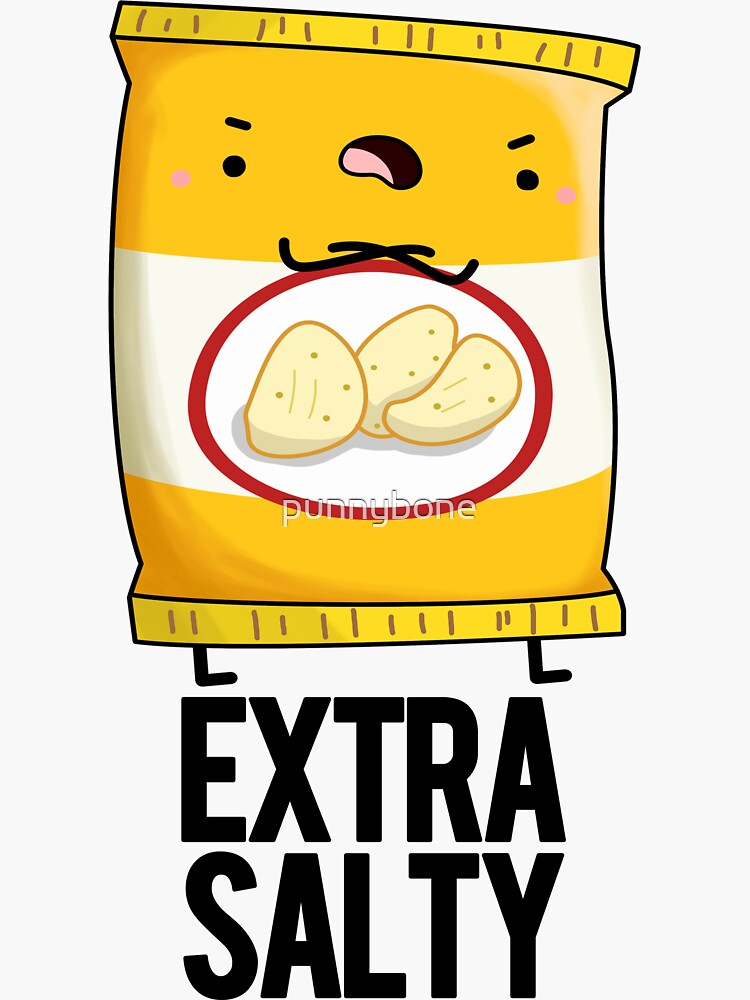 "Extra Salty Food Pun" Sticker by punnybone | Redbubble