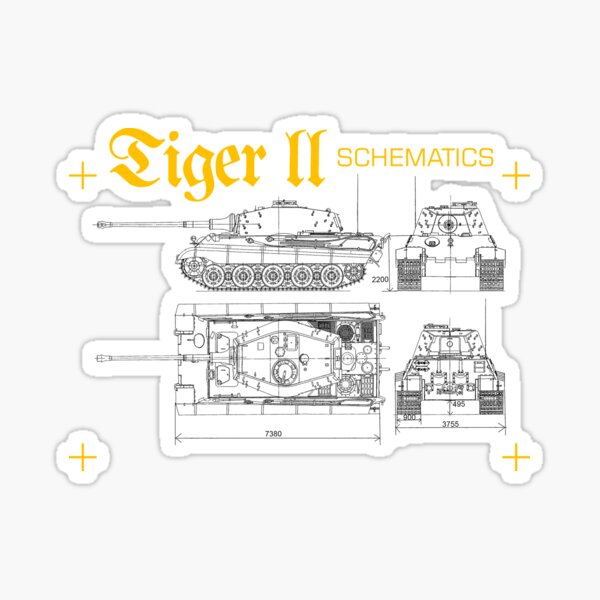 "TIGER-II GERMANY SCHEMATICS TANK" Sticker by soax | Redbubble
