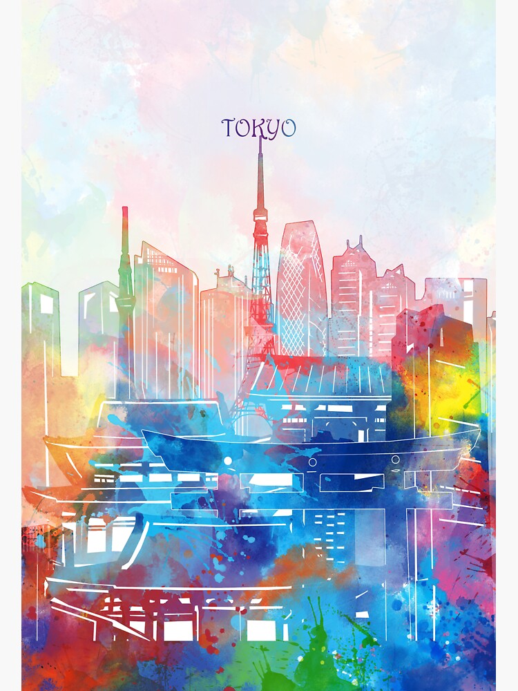 "tokyo skyline" Sticker by BekimART2 | Redbubble