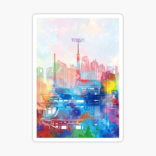 "tokyo skyline" Sticker by BekimART2 | Redbubble