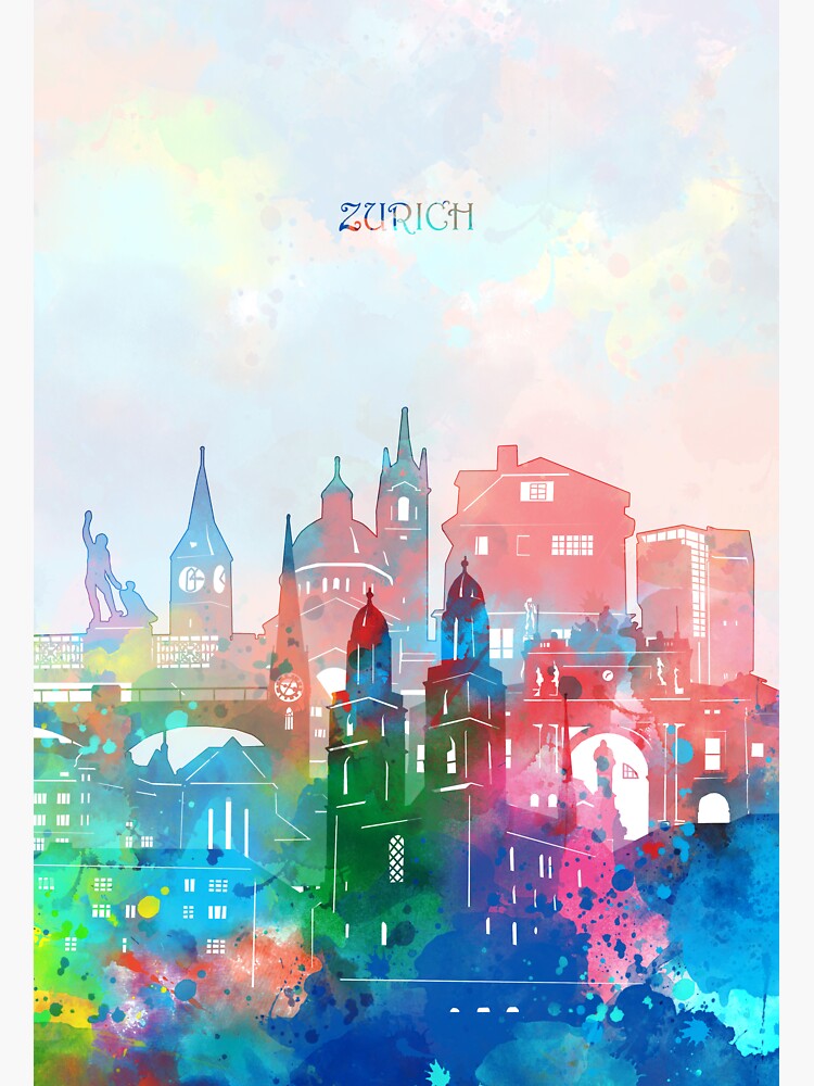 "zurich skyline" Sticker for Sale by BekimART2 | Redbubble