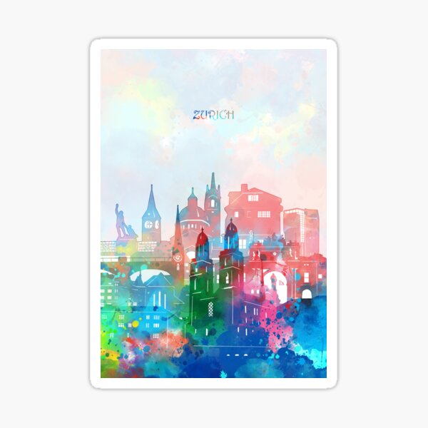 "zurich skyline" Sticker for Sale by BekimART2 | Redbubble