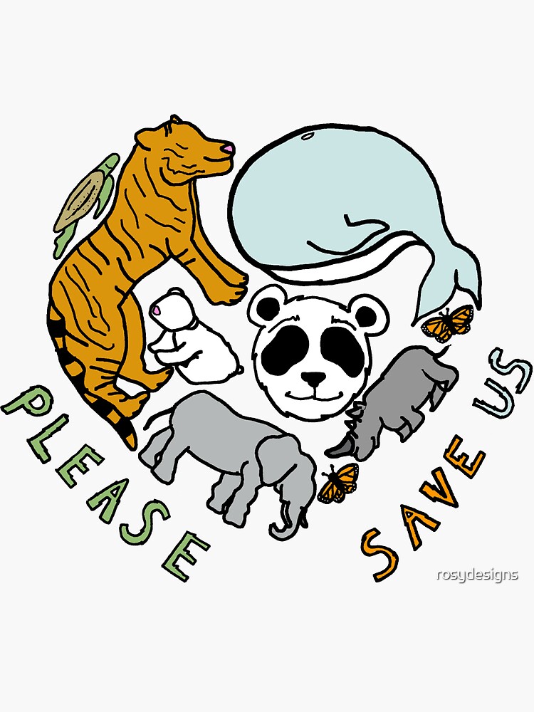 "Please Save Us!" Sticker by rosydesigns | Redbubble