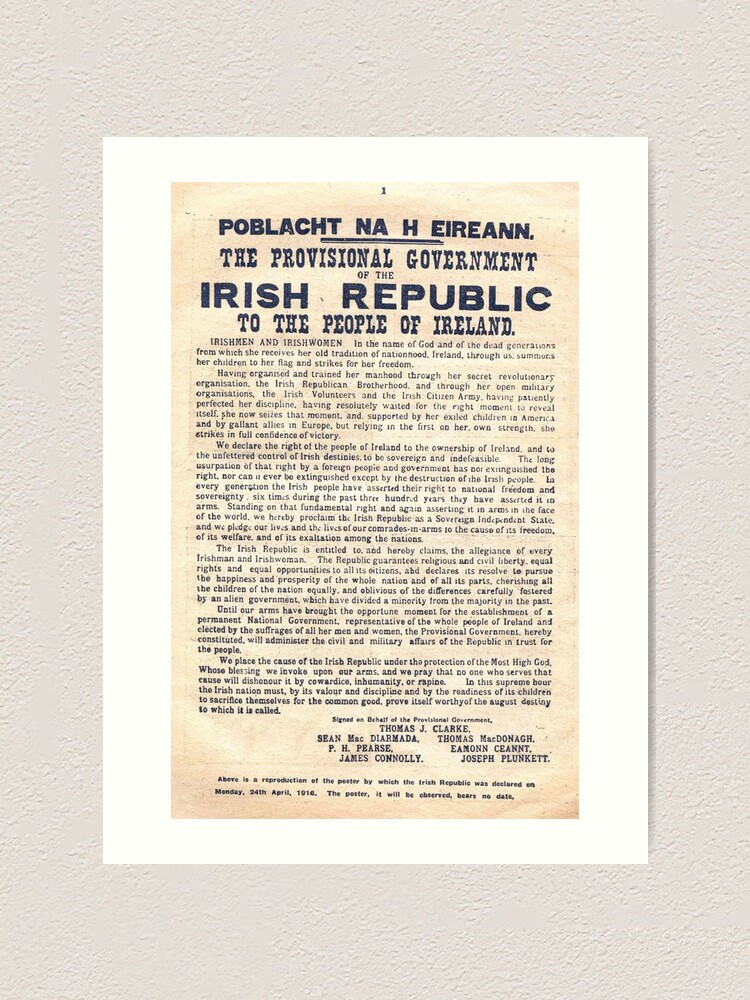 "1916 Irish Proclamation" Art Print for Sale by hythloday | Redbubble