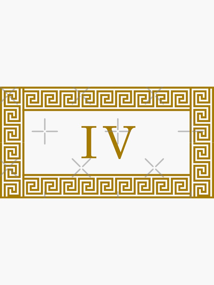Pegatina «Número 4 número romano IV con patrón de meandro dorado» de ...