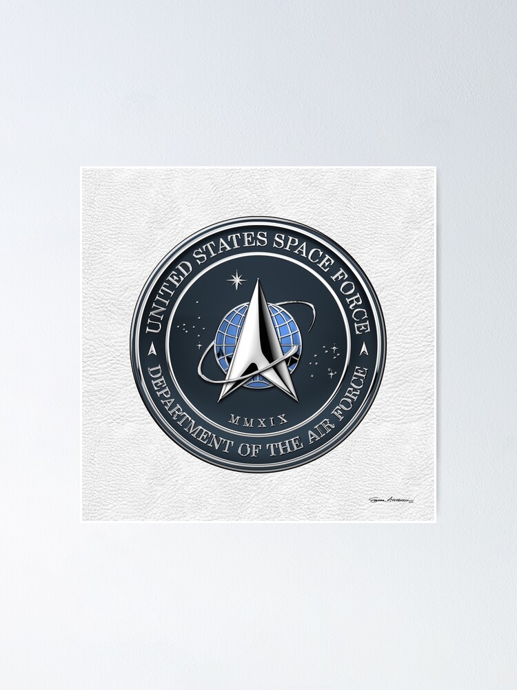 "United States Space Force - USSF Seal over White Leather" Poster by ...