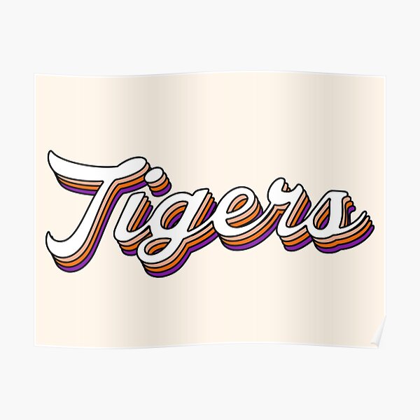 "Retro Cursive Tigers" Poster for Sale by emilees | Redbubble