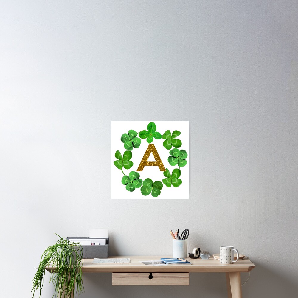 "Letter A ,lucky clover,st patricks day,,shamrock, glitter,four leaf ...