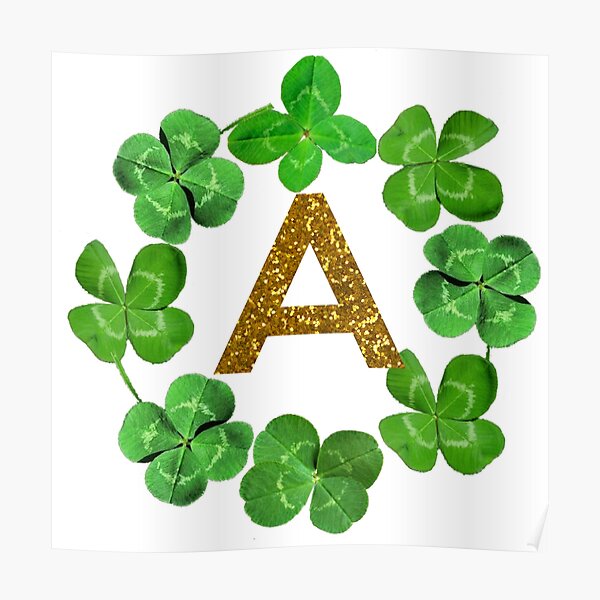 "Letter A ,lucky clover,st patricks day,,shamrock, glitter,four leaf ...