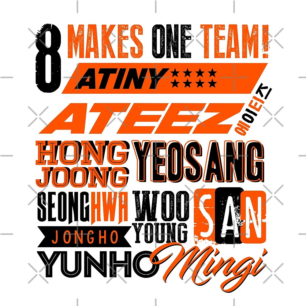 "ATEEZ Font Collage" by skeletonvenus | Redbubble