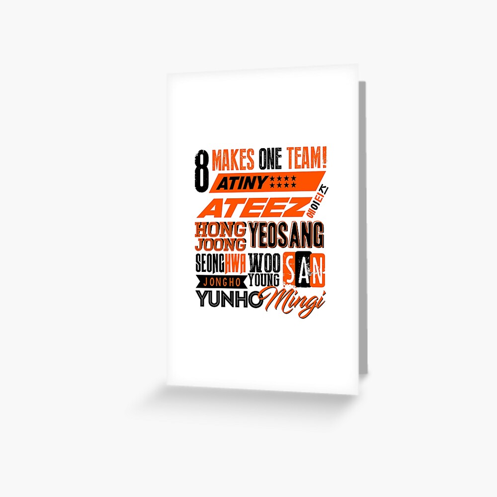 "ATEEZ Font Collage" Greeting Card for Sale by skeletonvenus | Redbubble