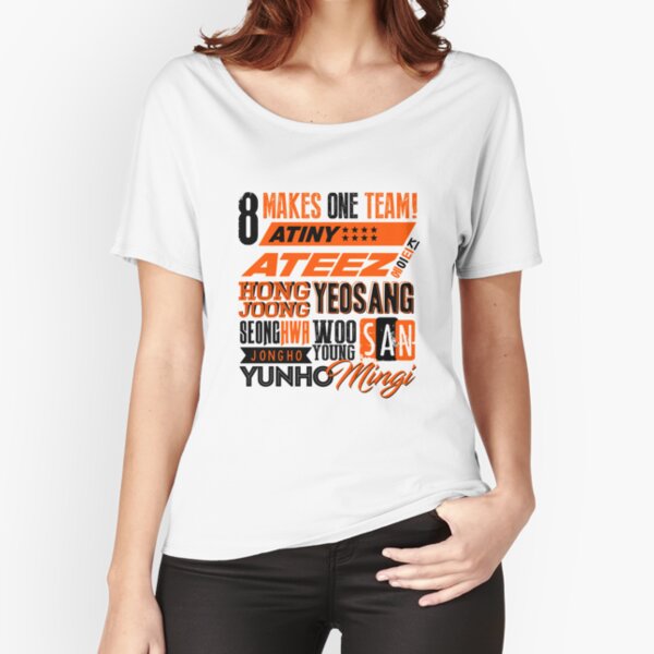 "ATEEZ Font Collage" Relaxed Fit T-Shirt for Sale by skeletonvenus ...