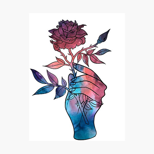 Blue Flower Red Thorns Photographic Prints | Redbubble
