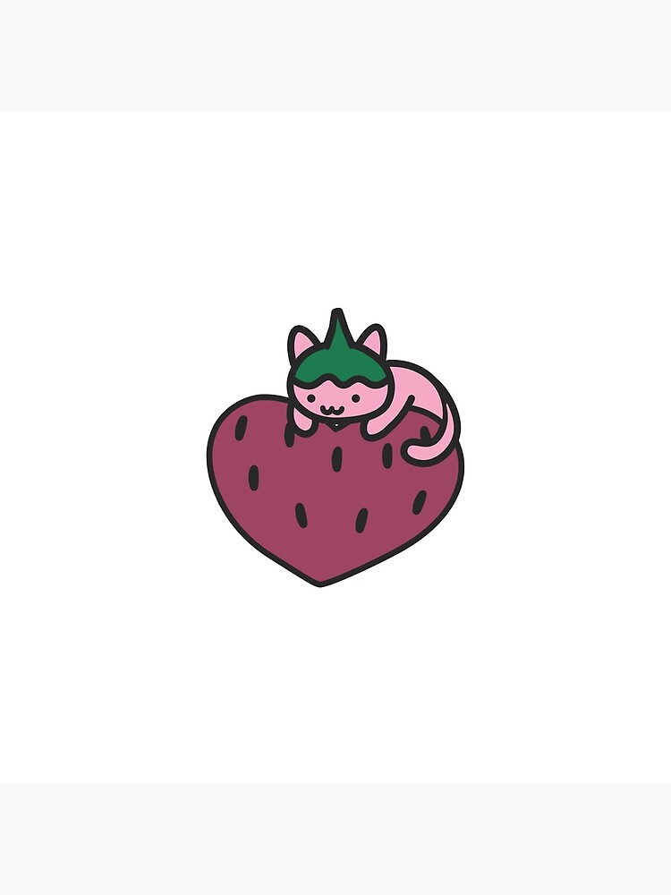 "Cute pink strawberry cat" Poster by kiochi | Redbubble