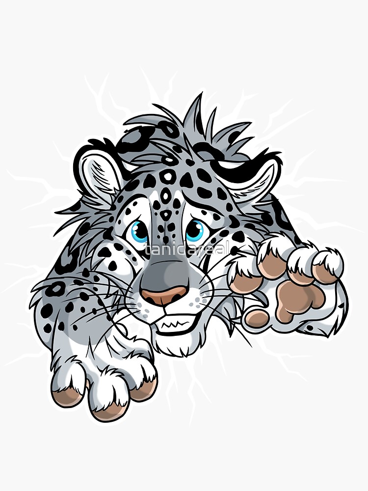 "STUCK Snow Leopard (white cracks)" Sticker for Sale by tanidareal ...