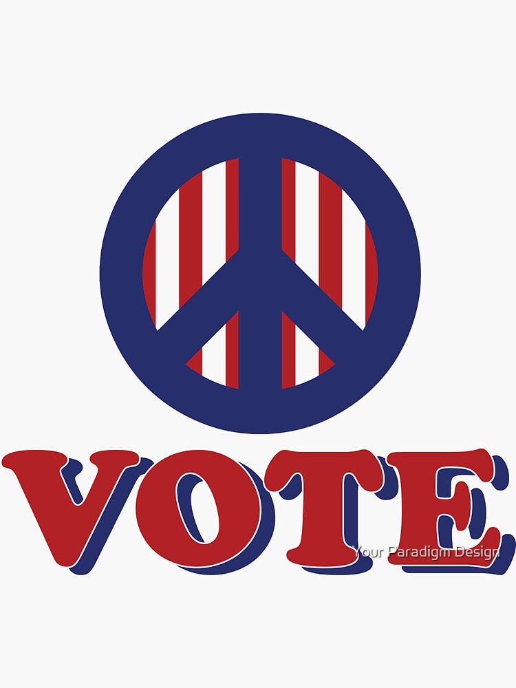 "VOTE - With Peace Sign in Color" Sticker by meganhargraves | Redbubble