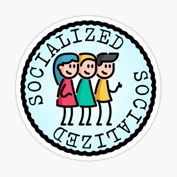 "Socialized (Adulting Merit Badge)" Sticker by implexity | Redbubble