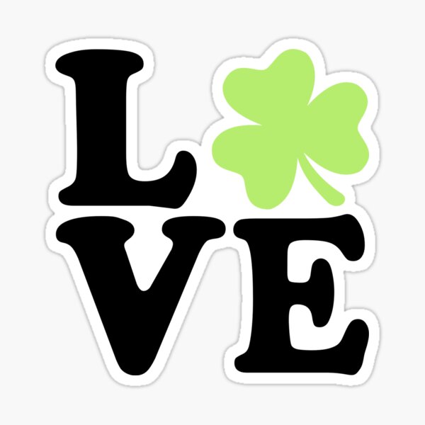 "T-Shirt LOVE , Clover, Clover Leaf" Sticker for Sale by Totebag-Mania ...