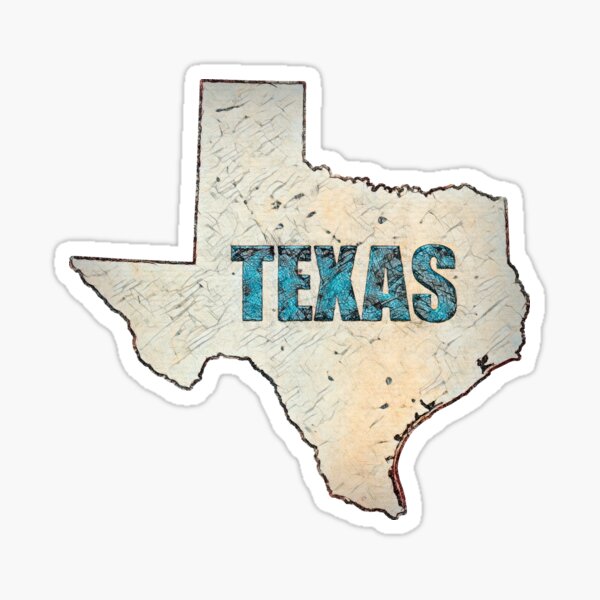 "State Of Texas Map Design With Text In Center" Sticker for Sale by ...