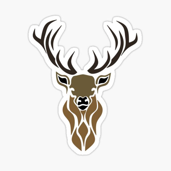 "Tribal Red Stag with an Impressive Rack" Sticker for Sale by grounds ...