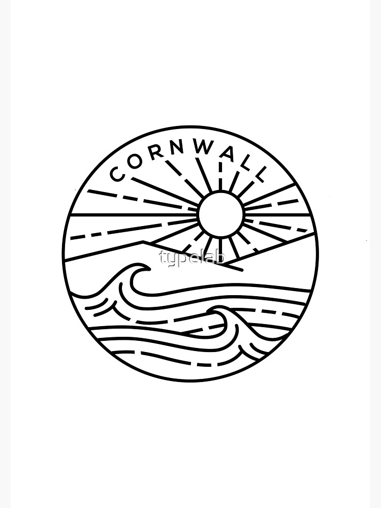 "Cornwall Beach, South England Emblem - White" Photographic Print by ...