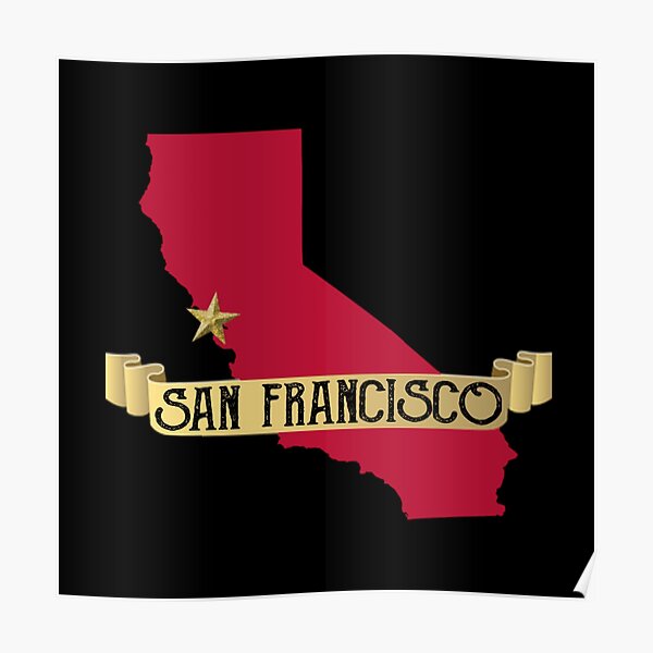 "San Francisco California Red And Gold Bay Area" Poster by ...