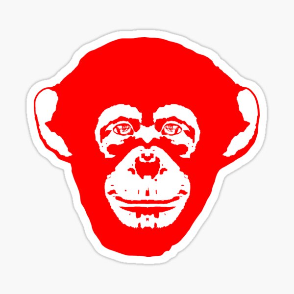 "RANDOM CHIMP EVENT MEME RED CHIMPANZEE HEAD " Sticker for Sale by ...
