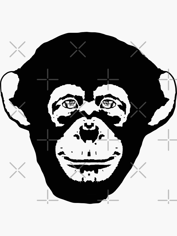 "RANDOM CHIMP EVENT MEME WHITE CHIMPANZEE HEAD " Sticker by CHIMPEVENT ...