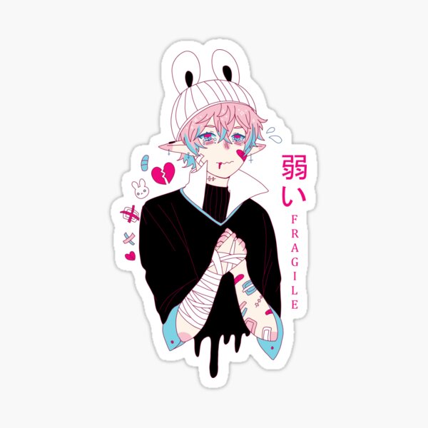 "Menhera Bunny Boy" Sticker for Sale by Devious-Monster | Redbubble