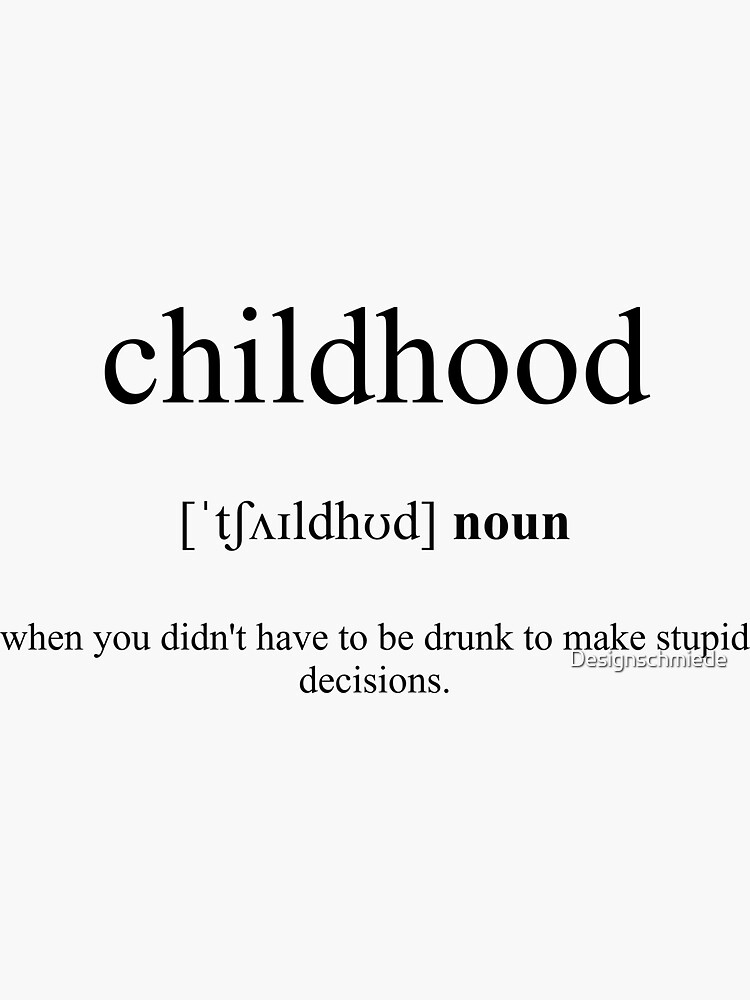 "Childhood Definition | Dictionary Collection" Sticker for Sale by ...