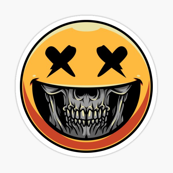 "Scary Halloween Smiley face Emoji Skull Gift for men women" Sticker ...