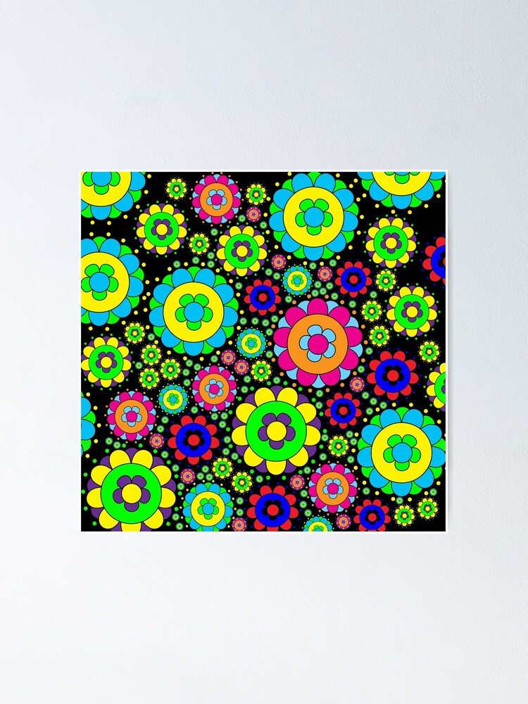 "Flower Power Vintage 60s 70s Hippie Retro Flowers" Poster for Sale by ...