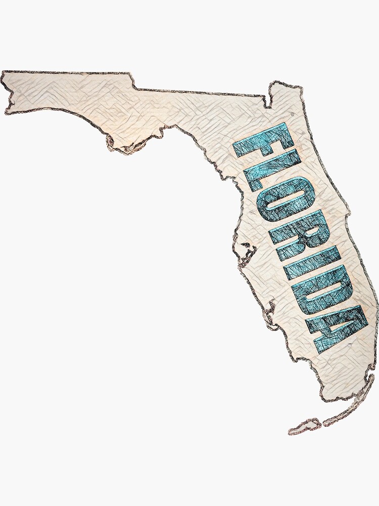 "Shape of Florida State Map With Name Inside" Sticker for Sale by ...