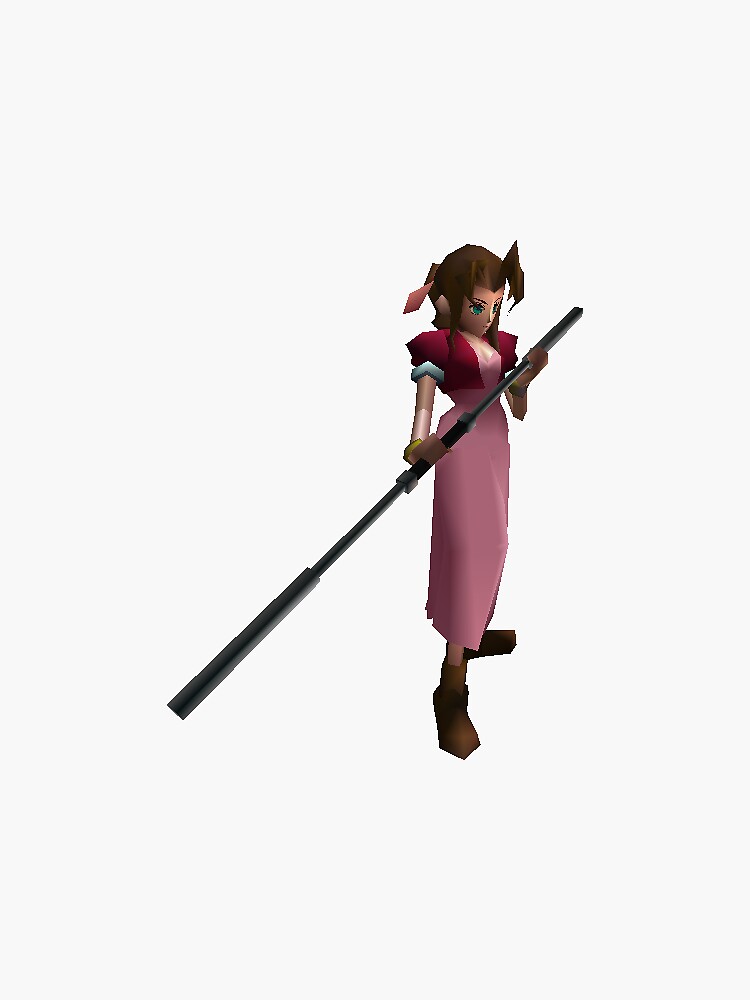 "Aerith FF7 3D sprite" Sticker by stinky-kitty | Redbubble