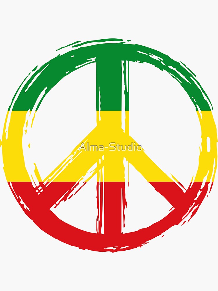 Pegatina «Símbolo de la paz con los colores de la bandera Reggae Rasta ...