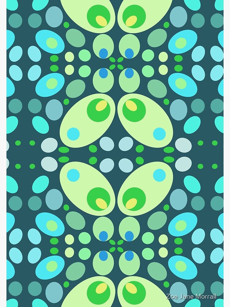 "Funky blue and green retro inspired pattern" Spiral Notebook for Sale ...
