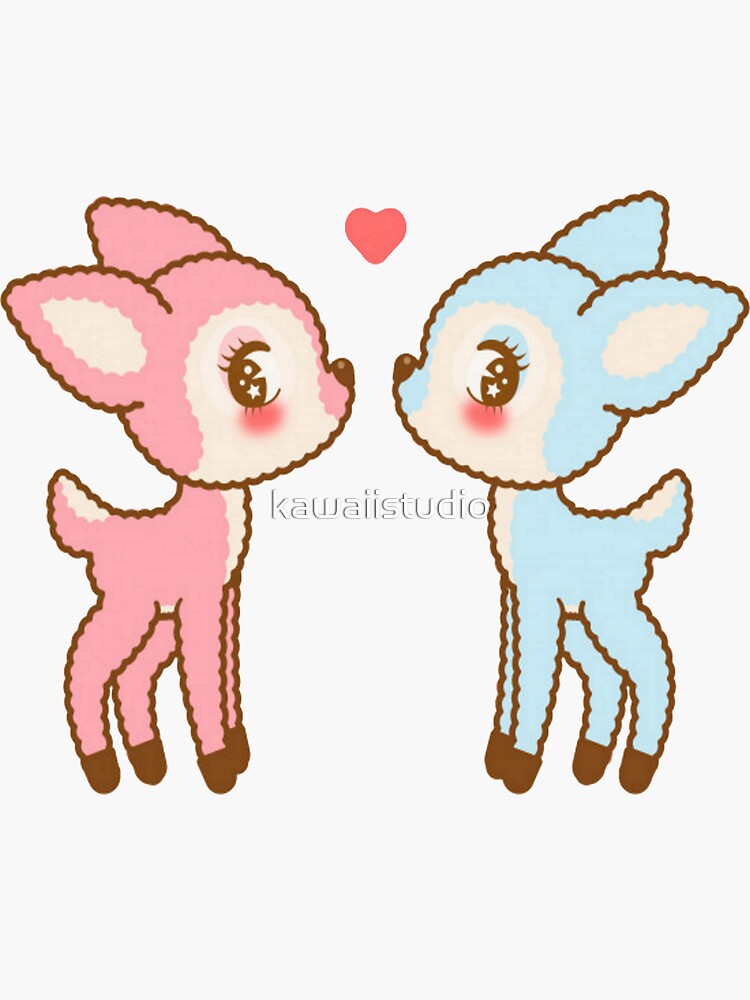 "Sweet Deer Love" Sticker by kawaiistudio | Redbubble