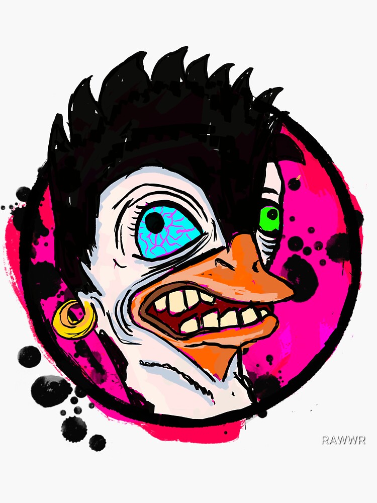 "Crazy penguin punk rock illustration" Sticker by RAWWR | Redbubble