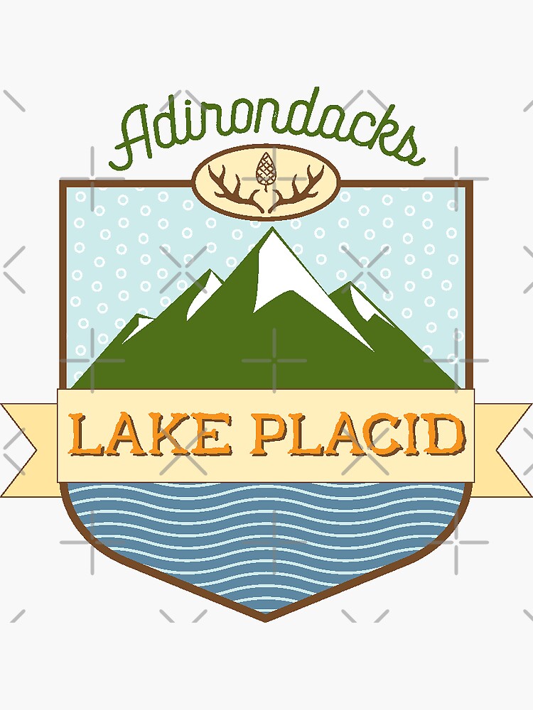 "Adirondacks Badge -Lake Placid -Outdoor Nature Logo Badge" Sticker for ...