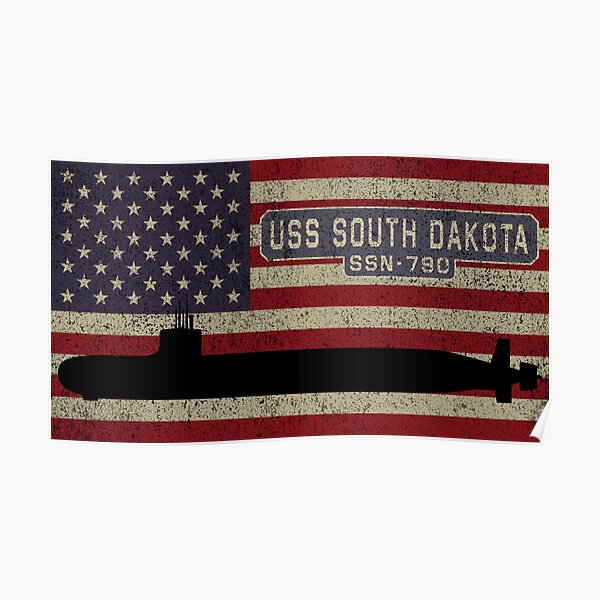 Póster «USS South Dakota SSN-790 Hunter Killer Attack Submarine Vintage ...