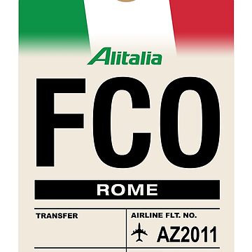 "Rome (FCO) Italy Airline Luggage Tag" Sticker for Sale by ...
