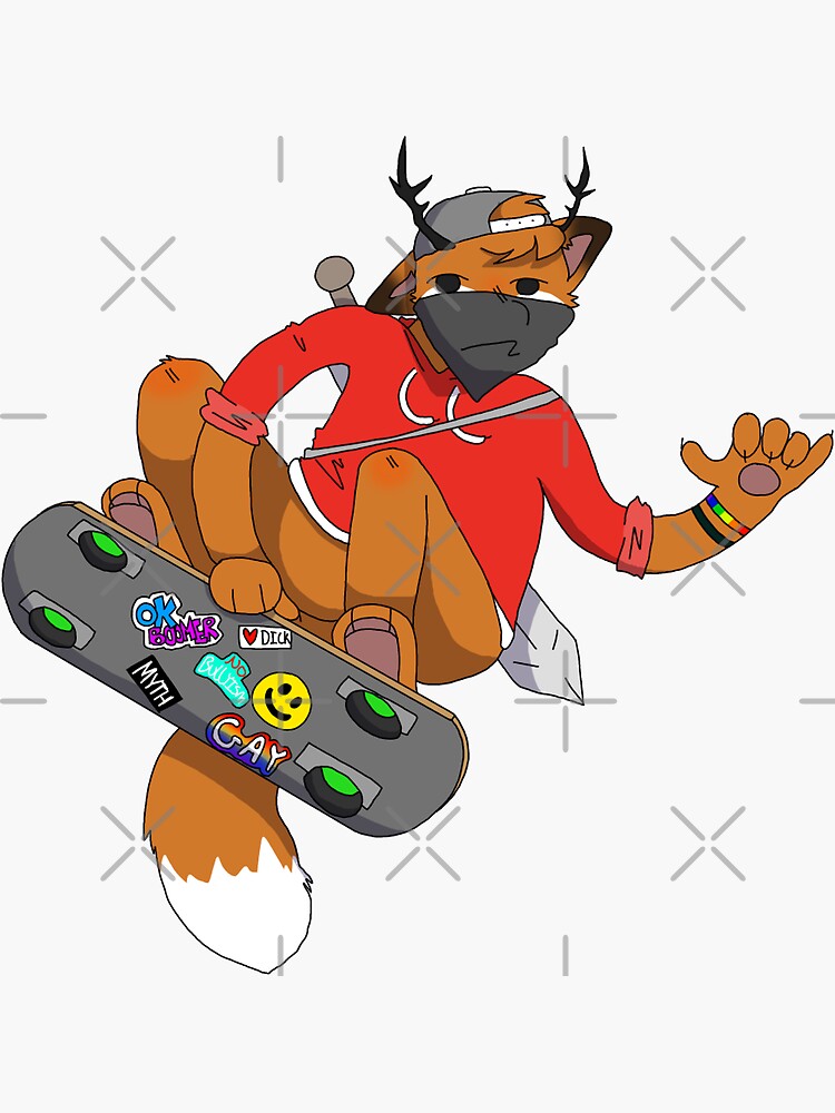 "Foxicate on a Skateboard" Sticker for Sale by rowzn | Redbubble