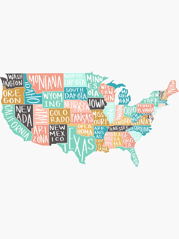 "USA Cute Map" Sticker for Sale by annielinnart | Redbubble