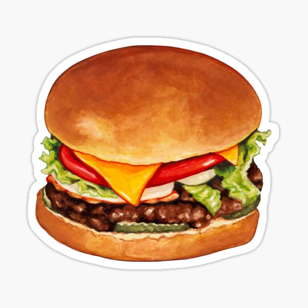 "Cheeseburger Pattern 4 - White" Sticker by KellyGilleran | Redbubble